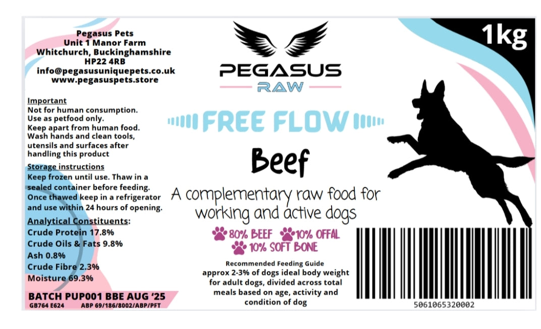 Pegasus Raw Free Flow Beef Mince 1kg – Pegasus Pets (PUP’S)